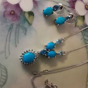 Jewelry | Vintage 925 Sterling Turquoise Blue Topez Set | Poshmark
